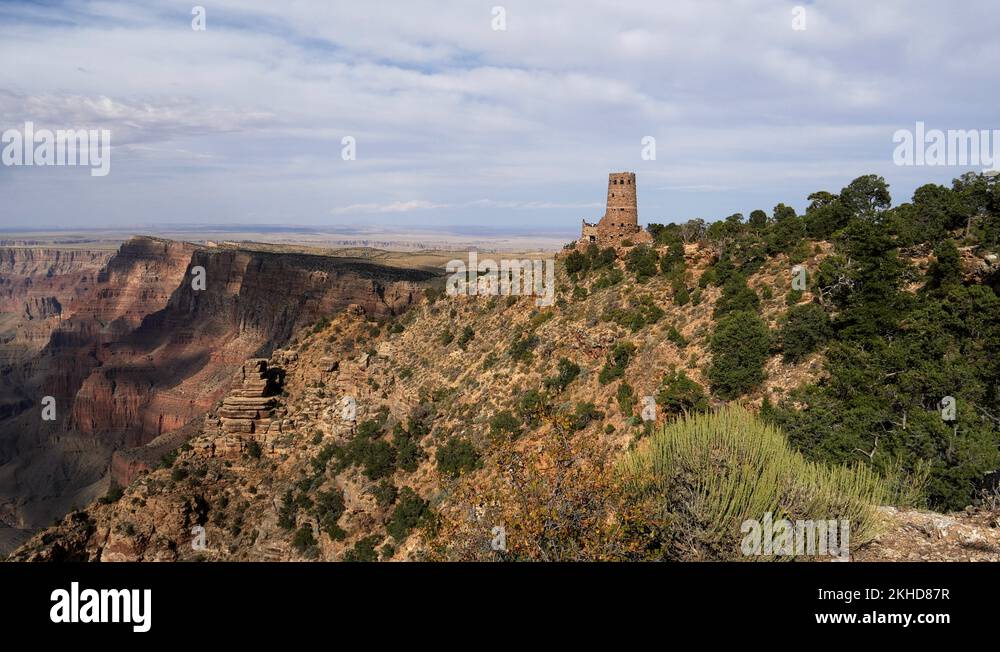 pan left of the grand canyon and colorado river from desert view Stock ...