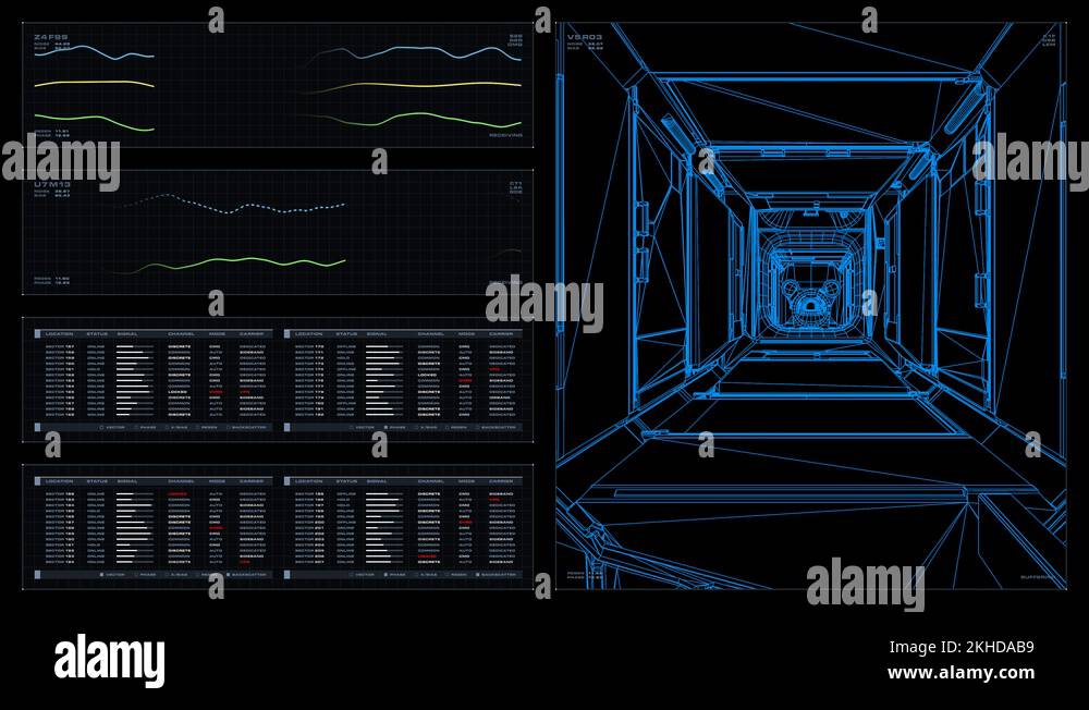 Visual display: 3D schematic flythrough of the ISS, readouts and ...