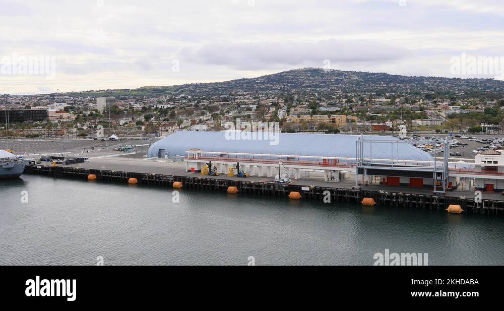 San Pedro California Battleship Iowa Los Angeles fast motion 4K Stock ...
