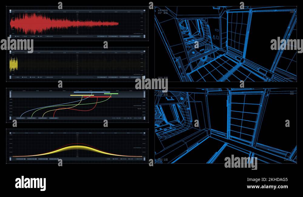 Visual display: 3D schematic scans of the ISS, readouts and indicators ...