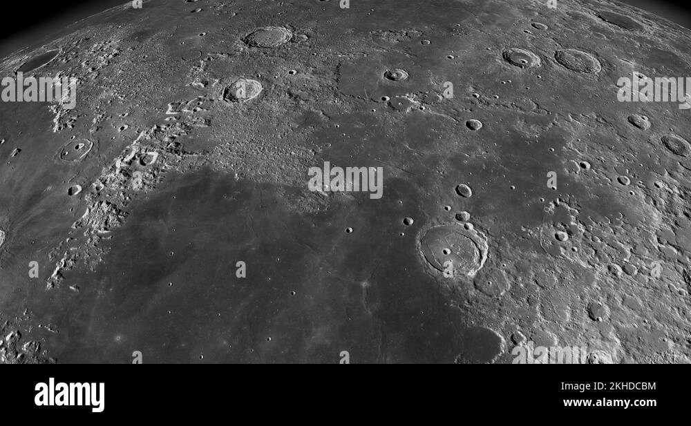 Mare Serenitatis in the surface of the moon, 3d rendering Stock Video ...