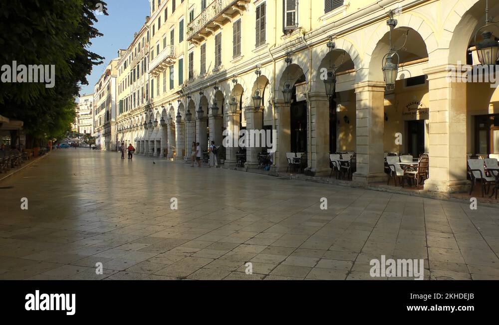Corfu Island. The famous Liston Street is a symbol of the city of ...