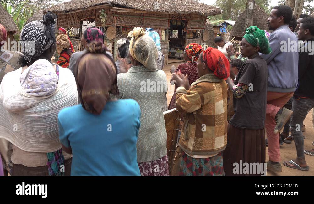 Africa traditional tribes, dance show in village Ethiopia Stock Video ...