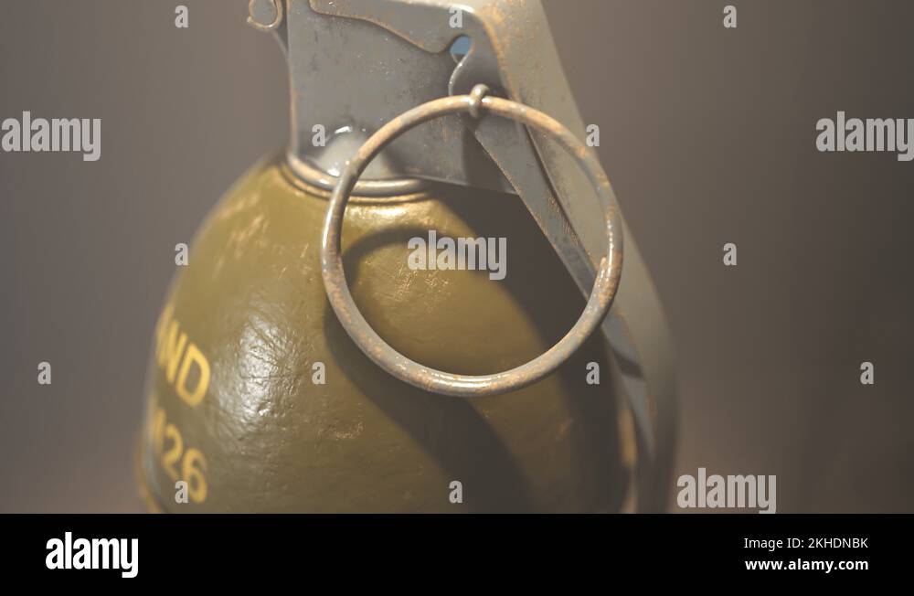 Zooming-out animation of a single lemon grenade in the dark background ...