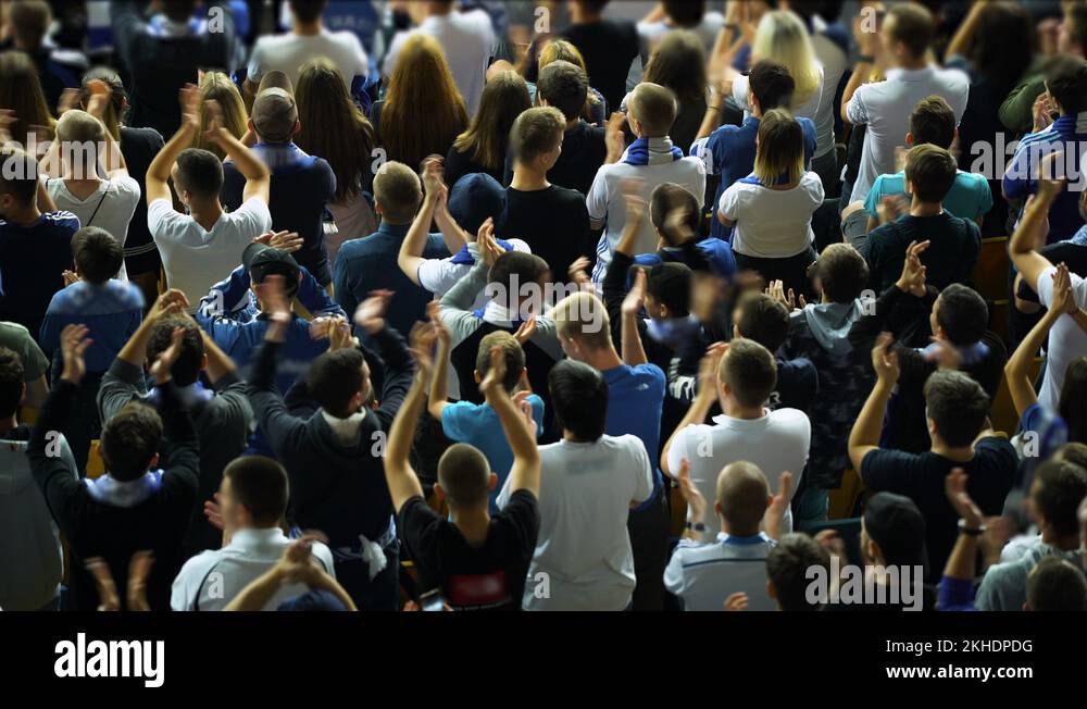 Crowd of sports fans clapping hands, soccer football admirers cheering Stock Video Footage - Alamy