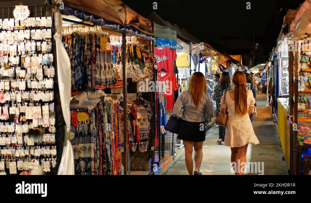 Ratchada Rot Fai Train Night Market,Bangkok Thailand Stock Video ...