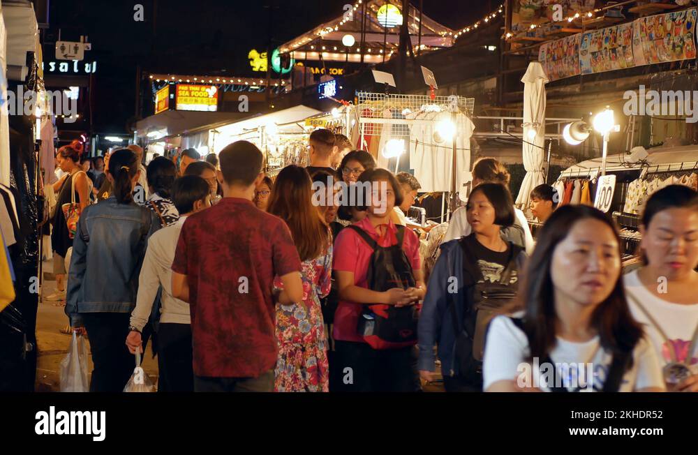Ratchada Rot Fai Train Night Market,Bangkok Thailand Stock Video ...