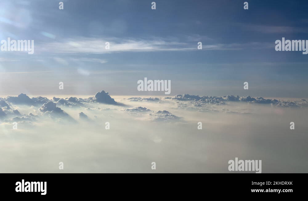 background aerial top view white cloud in blue sky air day shot ...