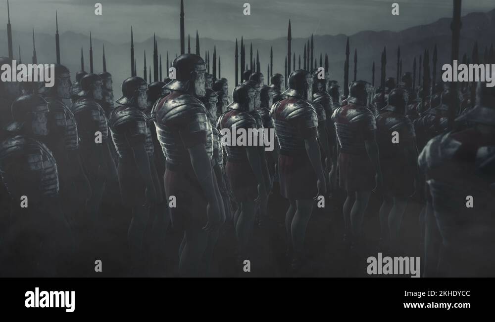 Armed Roman Soldiers Wearing Full Armor Standing in Formation Stock Video Footage - Alamy