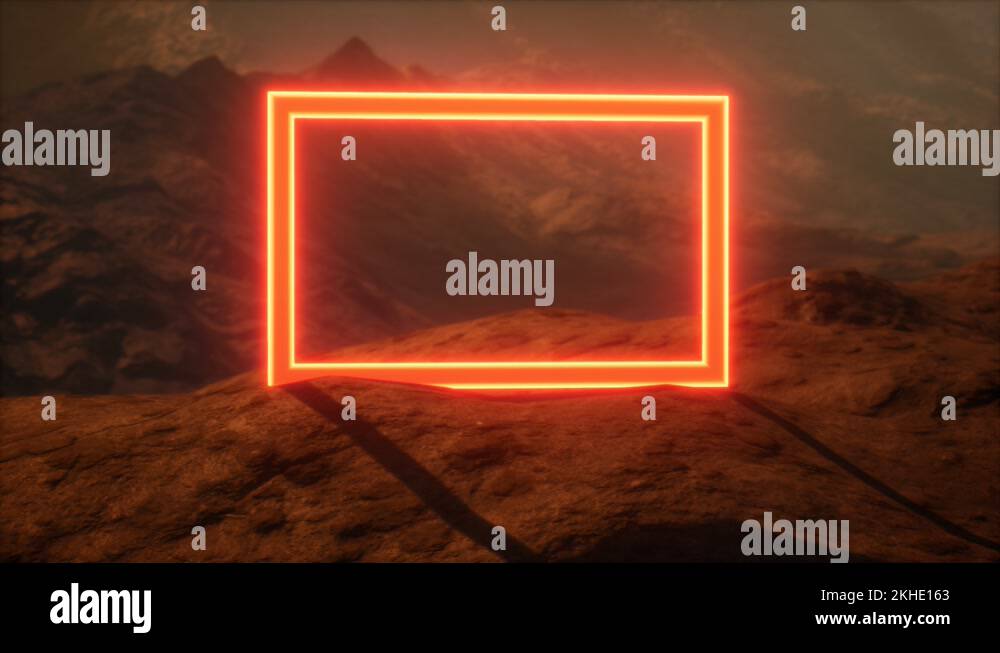 Neon Portal on Mars Planet Surface With Dust Blowing Stock Video ...