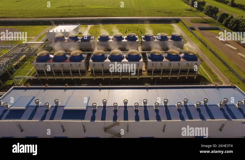 Cooling tower building with pump station at below in power plant ...