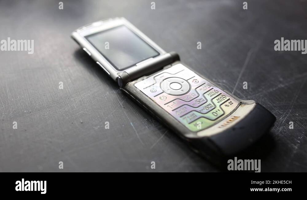 Phone on a dark background, Motorola RAZR V3, a thin flagship phone of ...