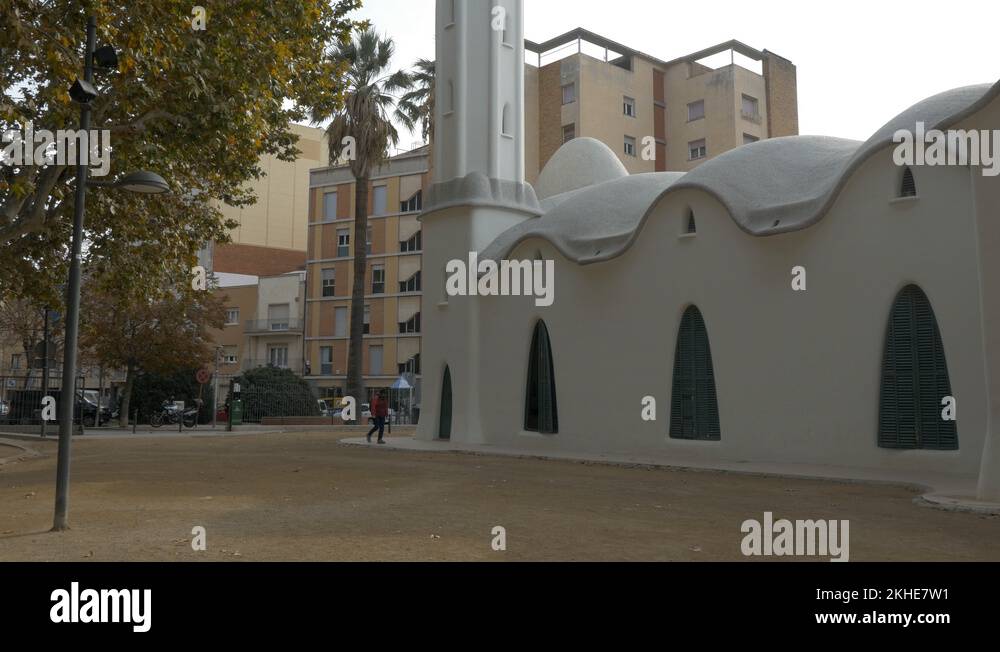 Masia Freixa architecture Terrassa Gaudi facade right pan Stock Video ...