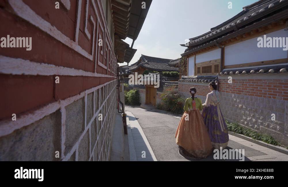 4k motorized dolly shot of Bukchon Hanok Village in Seoul Stock Video ...
