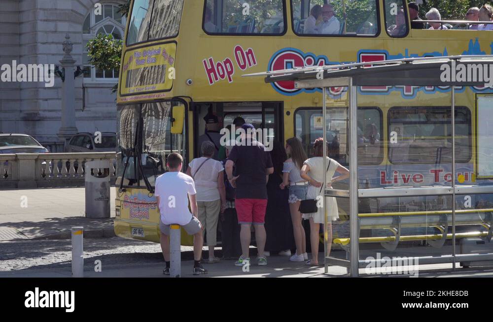 Liverpool hop on hop off bus tour, England Stock Video Footage - Alamy