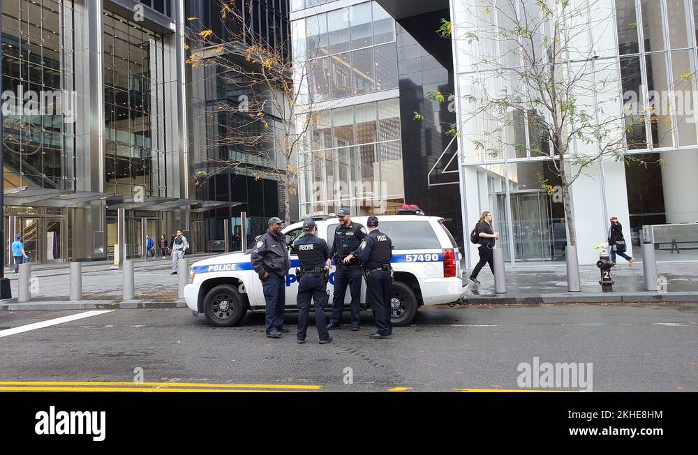 NYPD officers providing security at One World Trade Center Stock Video ...