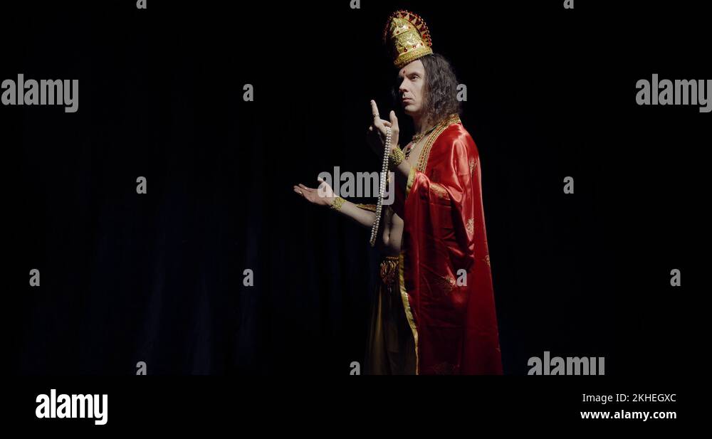 Ancient indian god of the sun Surya with red cape and golden crown, 4k ...