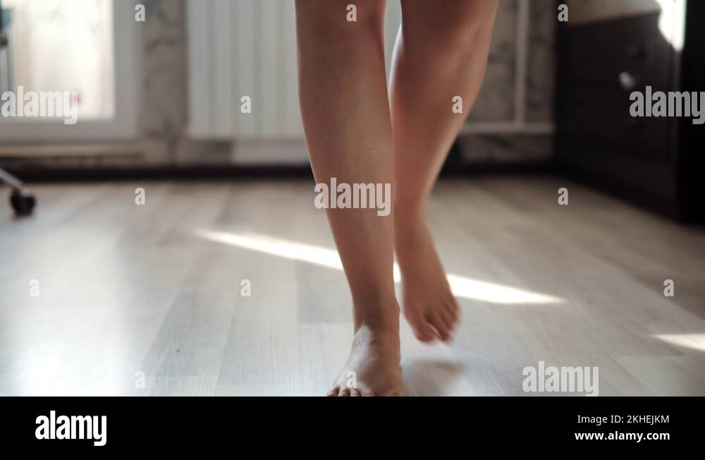 Woman On Scales Measure Weight.Legs On Bathroom Scale.Checking Body ...