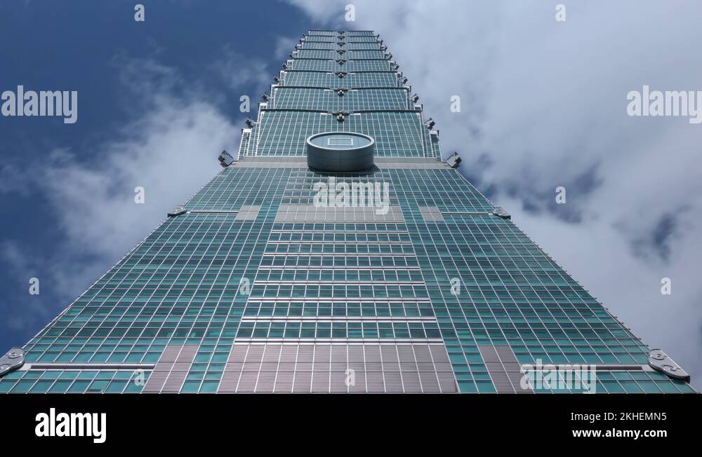 Architecture of Taipei 101, view from the bottom to the top, 4K time ...