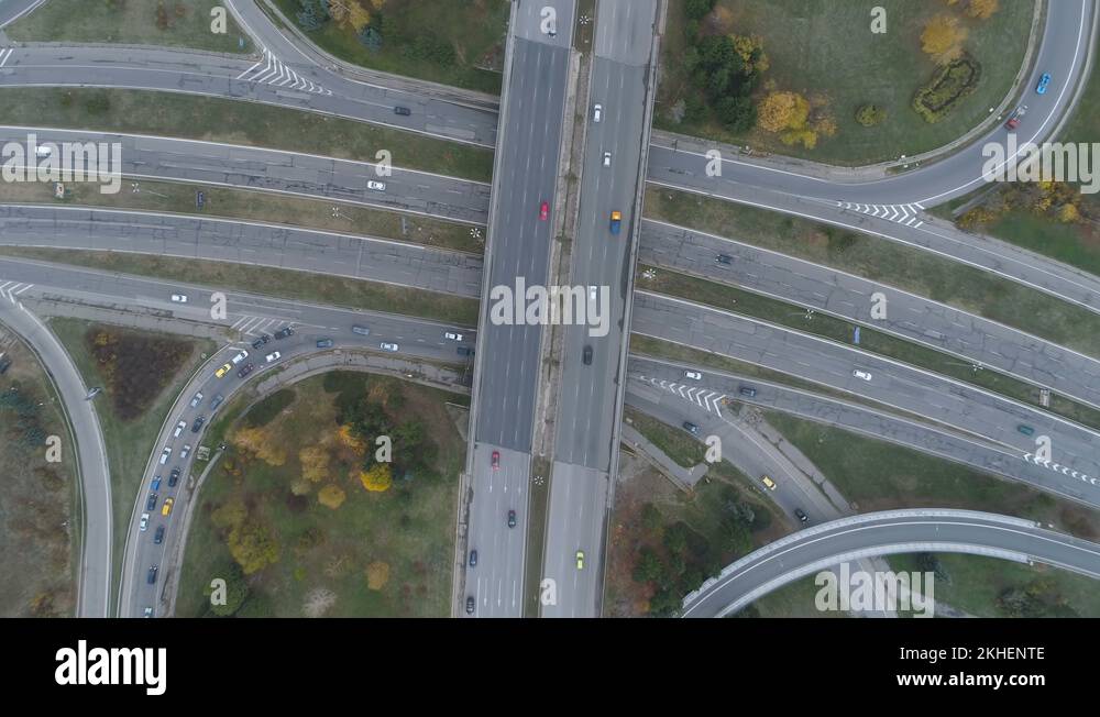 Top view, traffic congestion at busy ring road. Traffic jam concept ...
