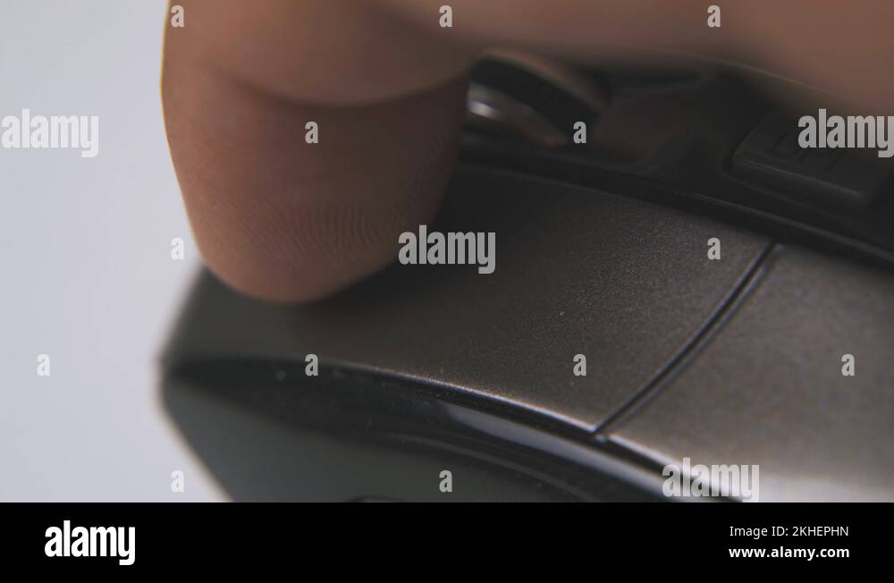 man clicks button on computer mouse in white background Stock Video ...