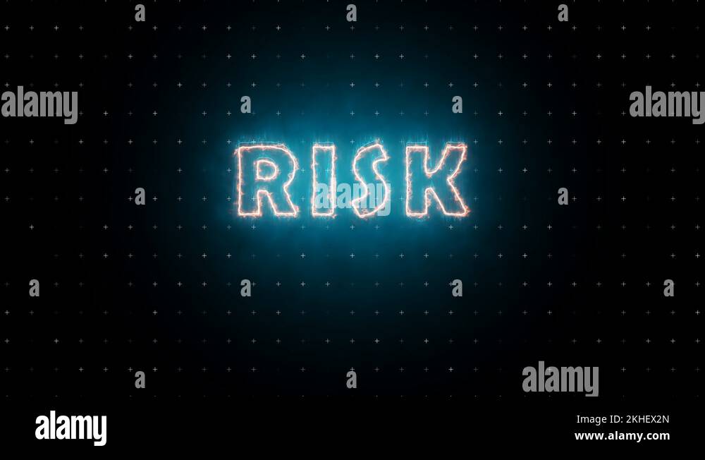 Risk, neon text on futuristic background. Digital background Stock ...