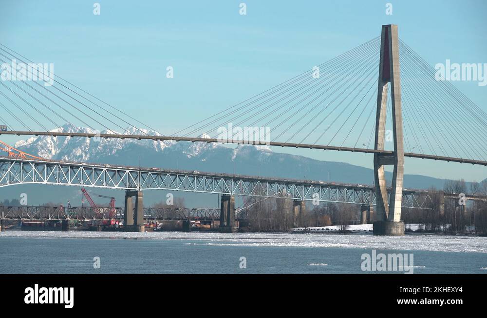 Commuter Rail Bridge over the Fraser River 4K UHD Stock Video Footage ...