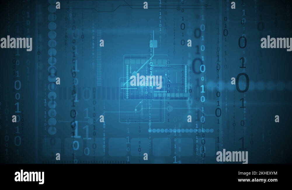 Dark blue technology motion background with binary code Stock Video ...