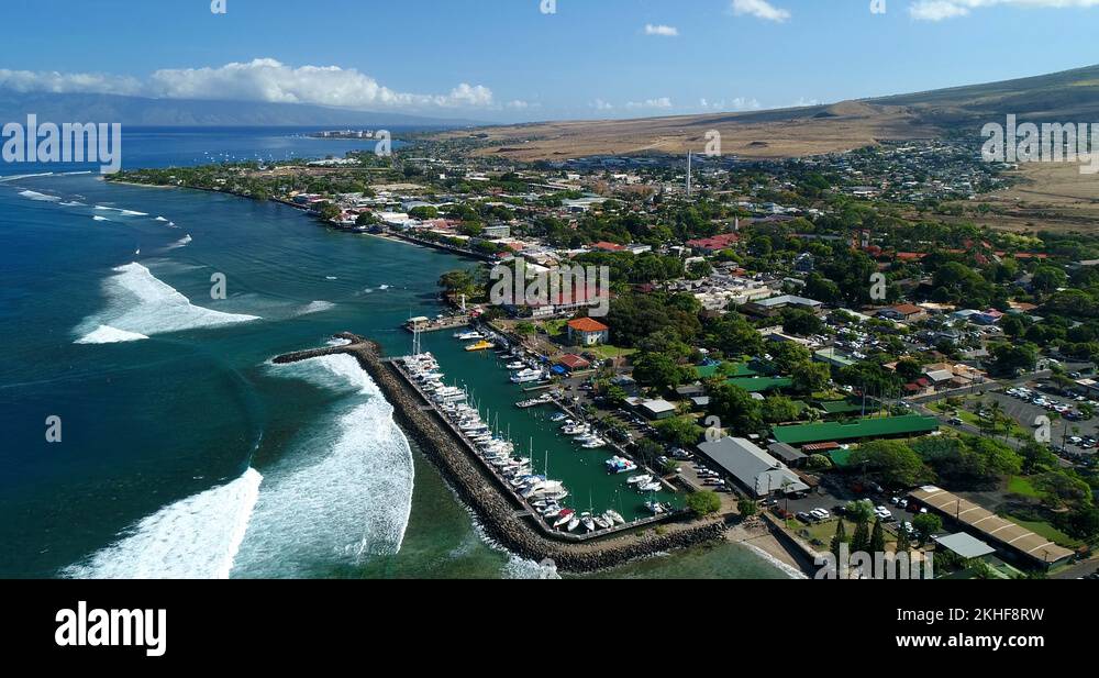 4k aerial view of the city of Lahaina,Maui,Hawaii,USA Stock Video ...