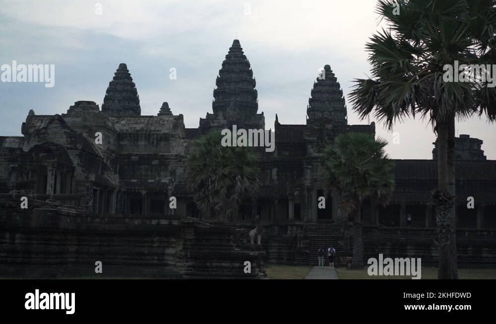 Ancient famous Angkor Wat temple complex in Cambodia Stock Video ...
