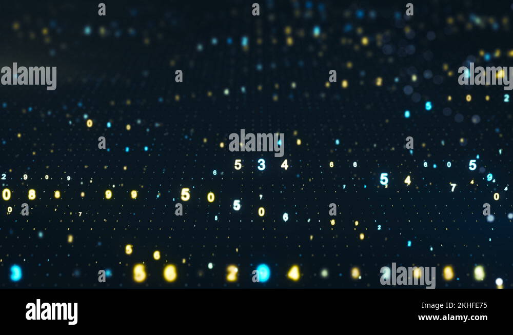 Floating numbers of big data seamless loop 3D render animation 4k UHD ...
