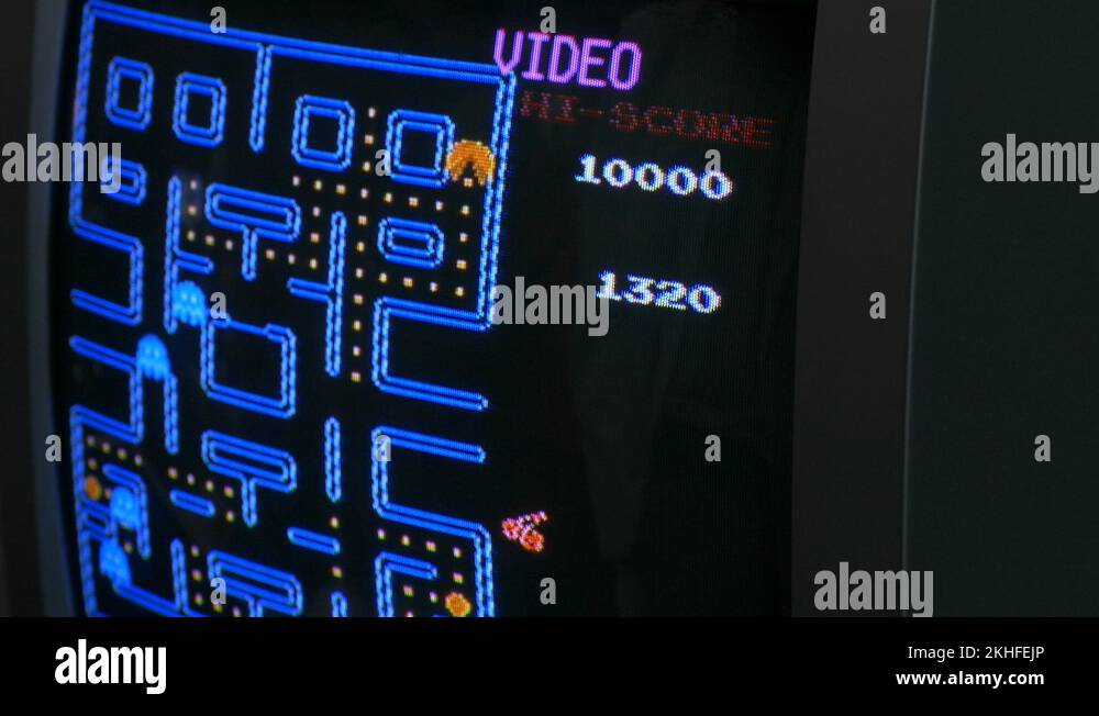 Ungraded: Pac-Man Retro Video Game Running on CRT Screen of Gaming ...