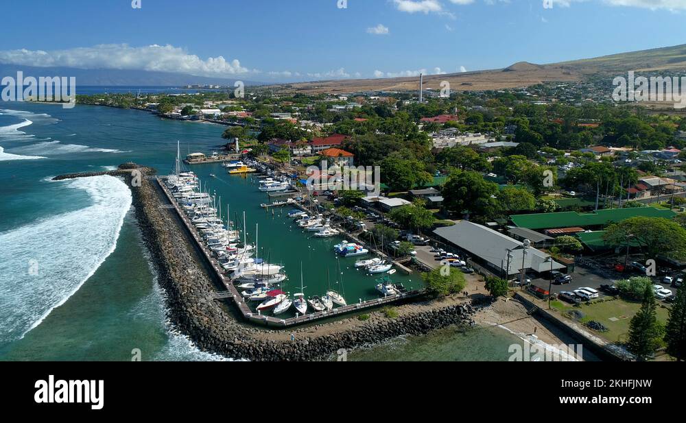 4k aerial view of the city of Lahaina,Maui,Hawaii,USA Stock Video ...