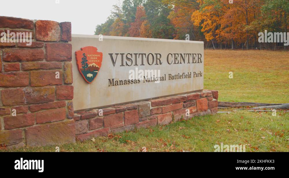 Manassass National Battlefield Park, Welcome Sign, Visitor Center Stock ...