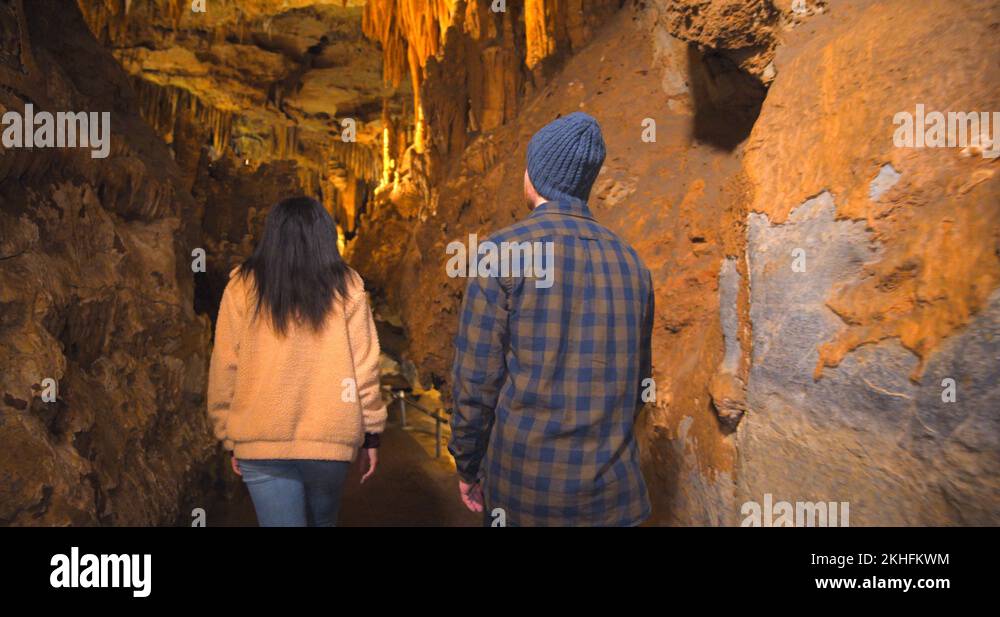 Following Couple Inside the Luray Caverns, Cave Tour Stock Video Footage - Alamy