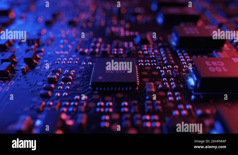 Focus On A Microchip Cpu Processor Printed Circuit Board Computer