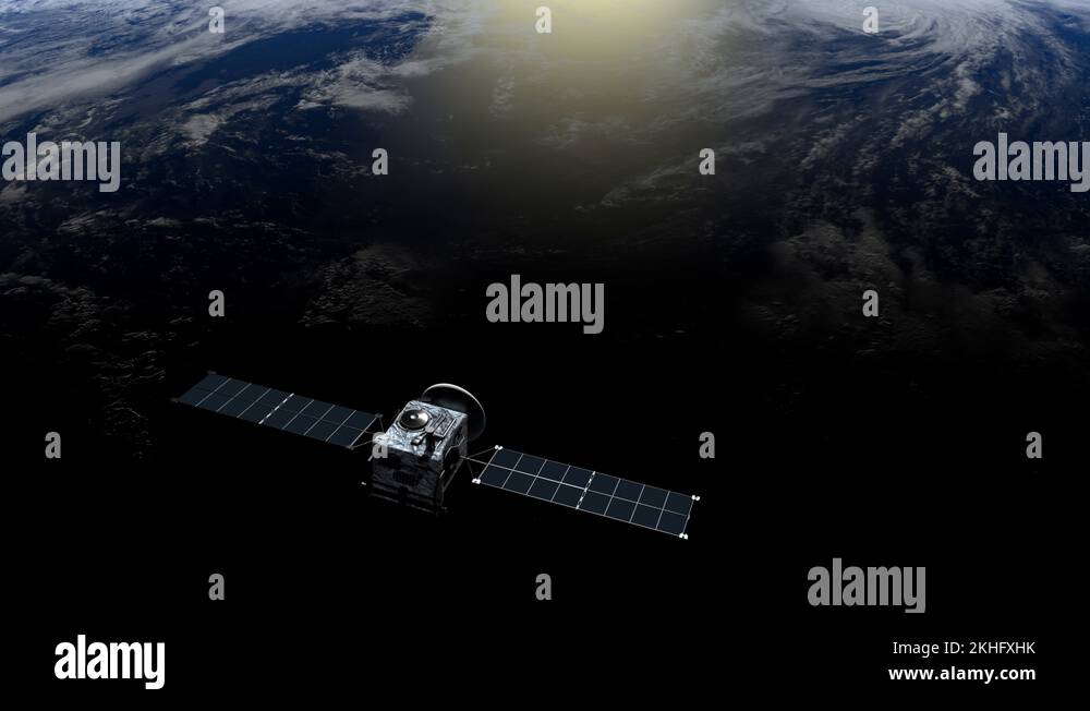 The satellite is orbiting the Earth. Satellite scan and monitor the ...