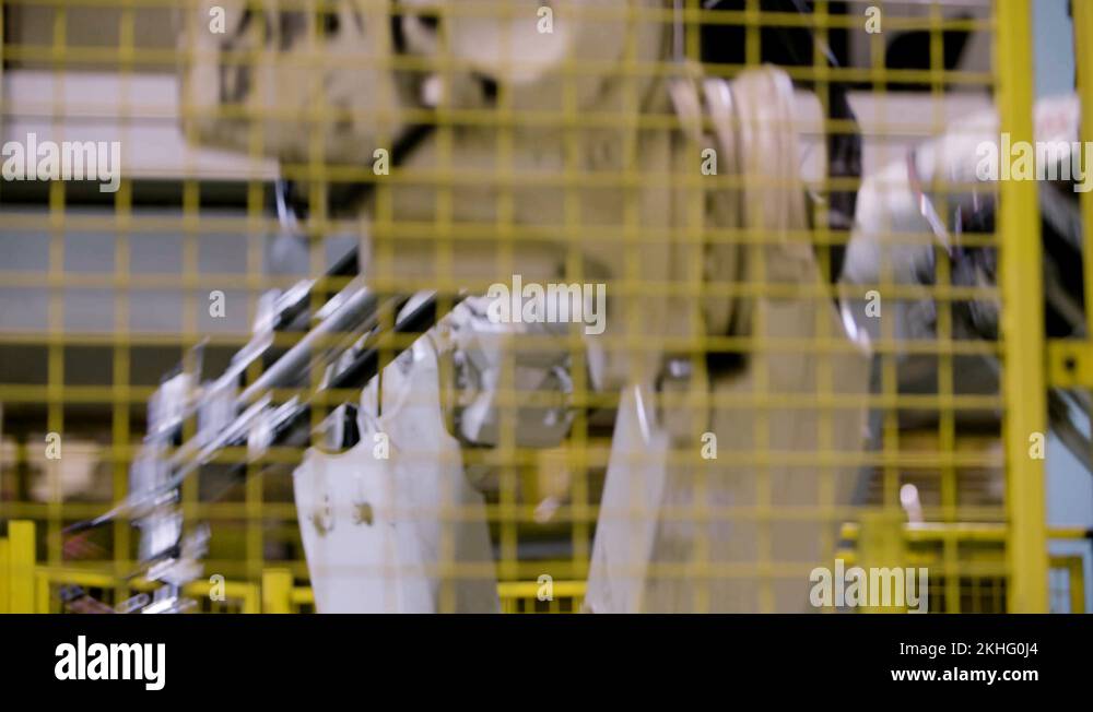 Automated robots at work inside an automobile manufacturing plant Stock ...