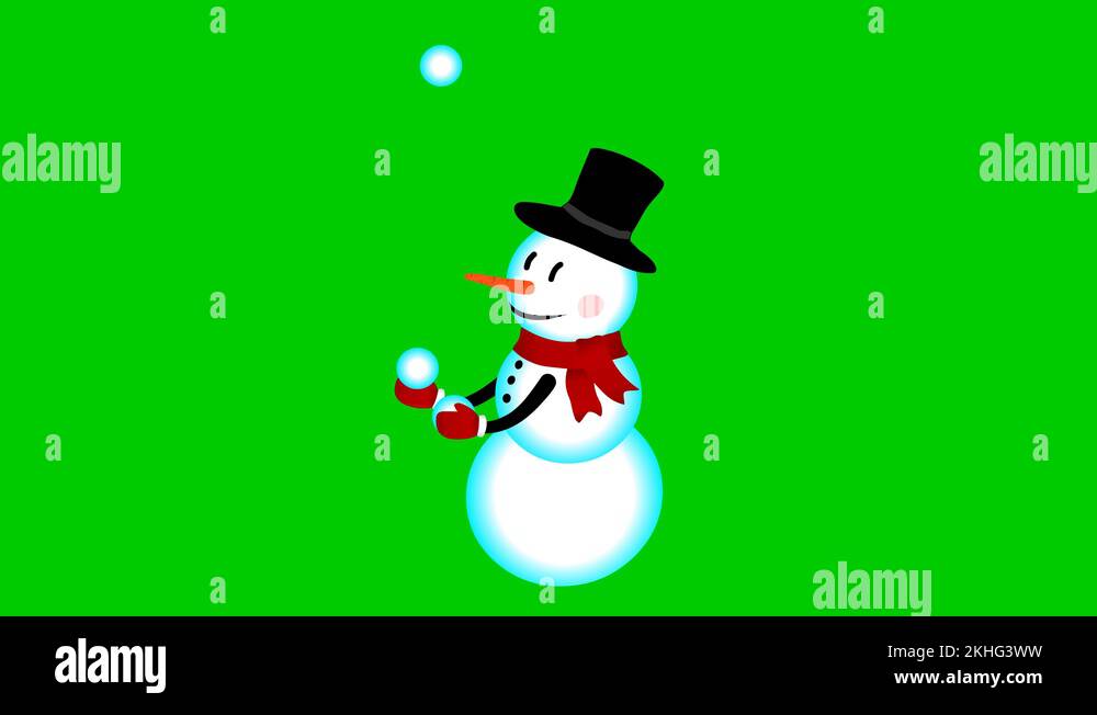 Snowman juggling snowballs animation green screen Stock Video Footage ...