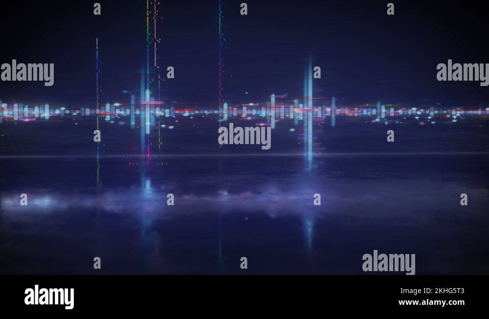Glitch audio signal with digital noise seamless loop 3D render ...