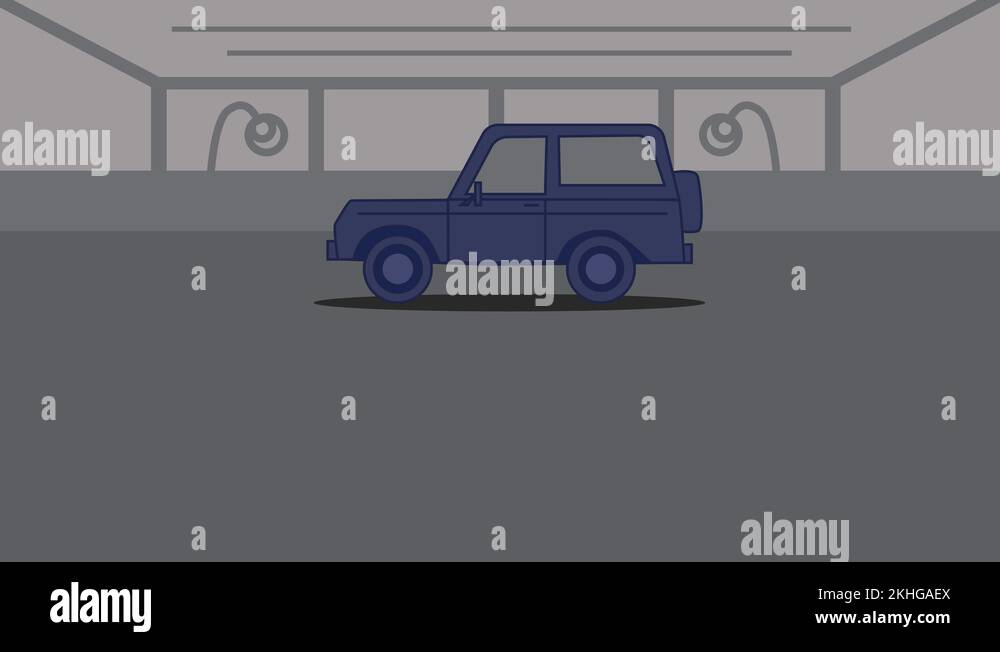 2D animation, blue car driving in, two Caucasian hands shaking at the ...