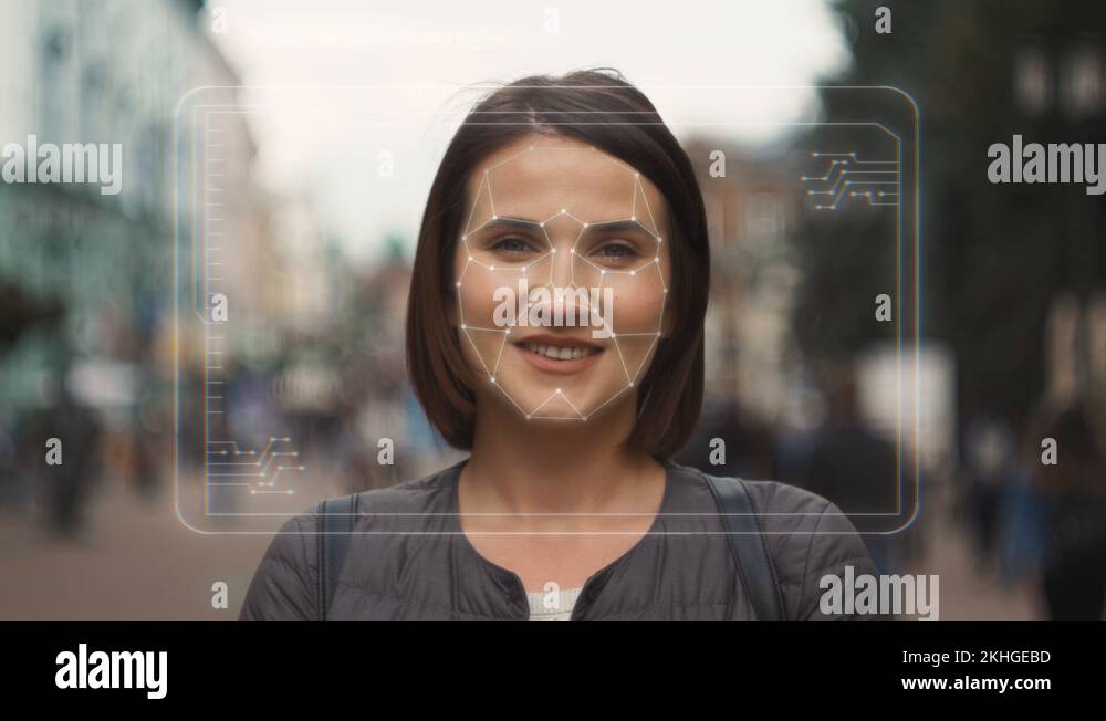Animation 3d recognition scanning mask of the face woman. facial ...