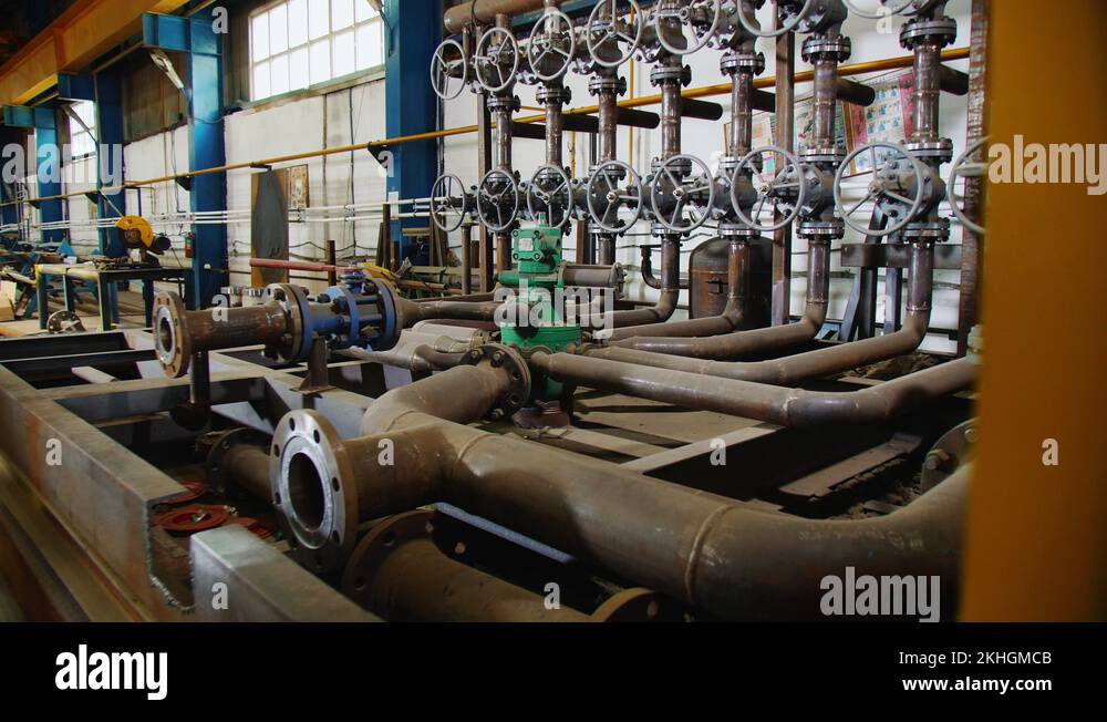 pipeline system for pumping and measuring oil gas at plant Stock Video ...