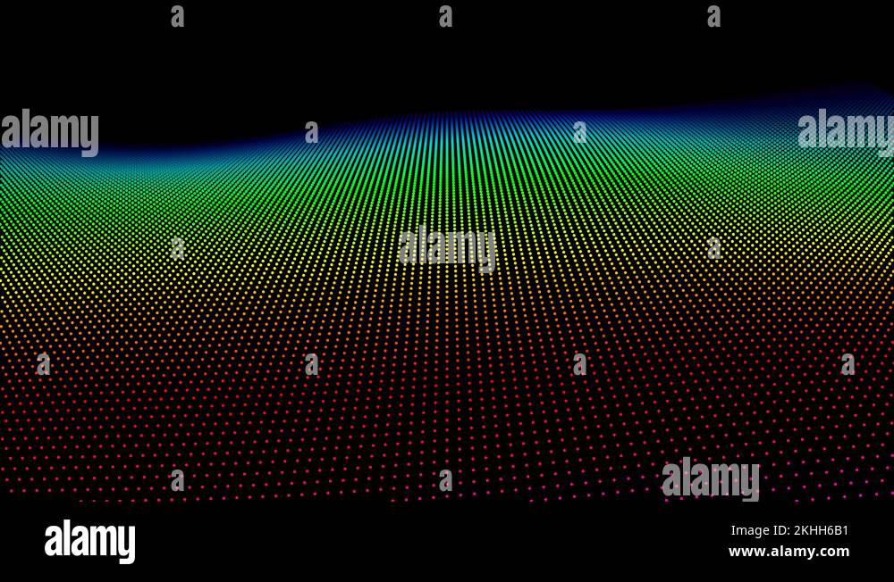 Beautiful 4K animation of undulating rainbow spectrum colorful dots ...