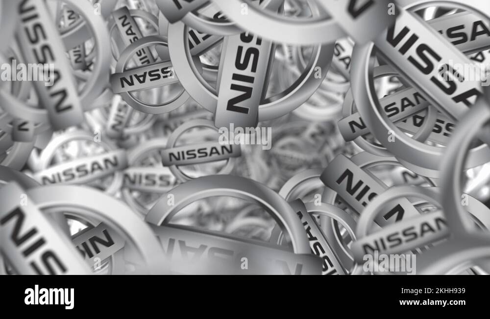 Many moving logos of NISSAN. Editorial loopable motion background Stock ...