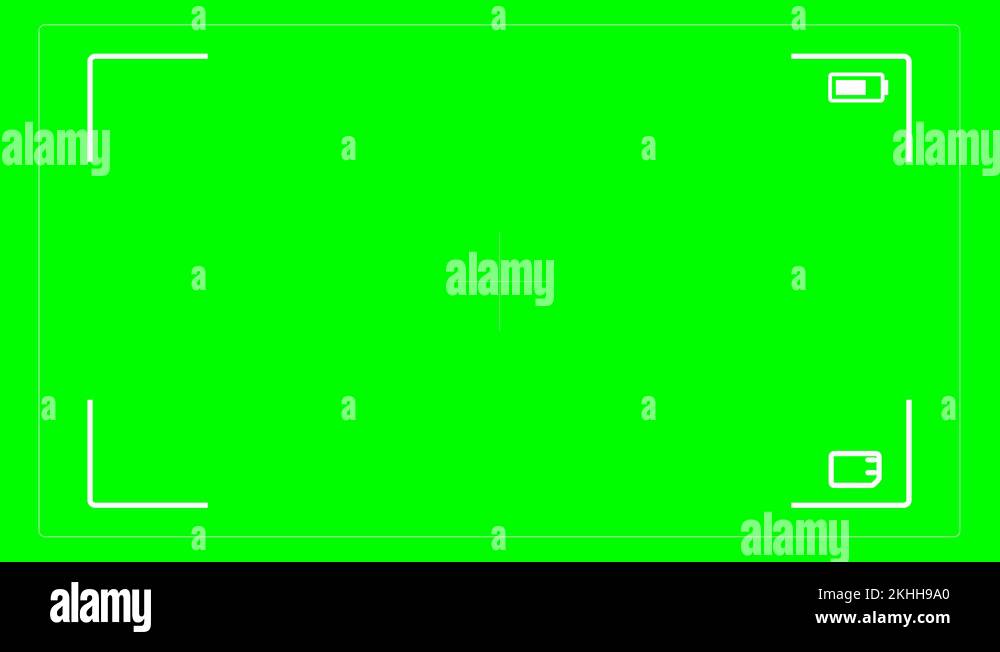 Camera viewfinder white guide Recording with timecode on green screen ...