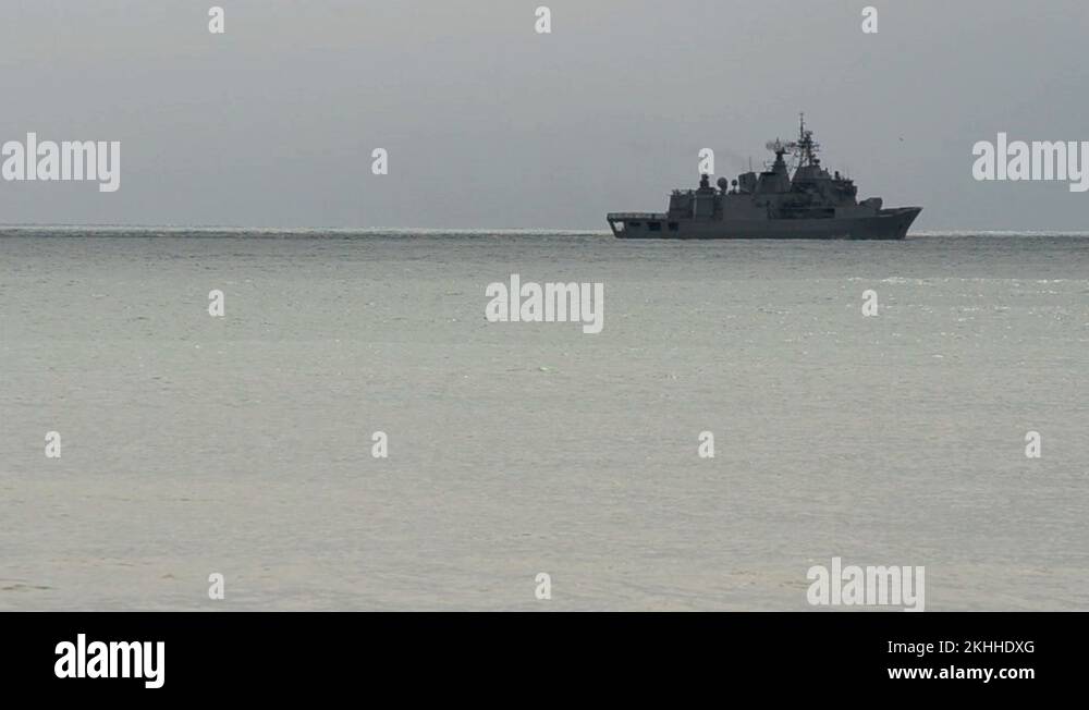Warship patrolling in the ocean Stock Video Footage - Alamy
