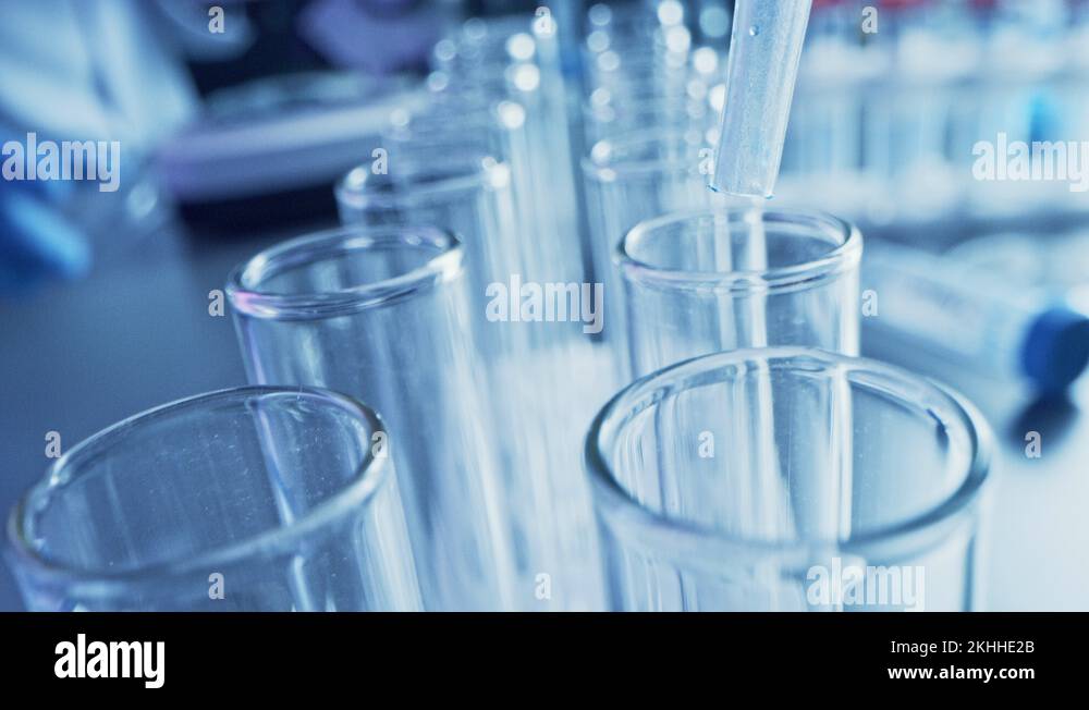 Pharma Lab: Pipette Dropping Liquid into Test Tubes, Medical Research ...