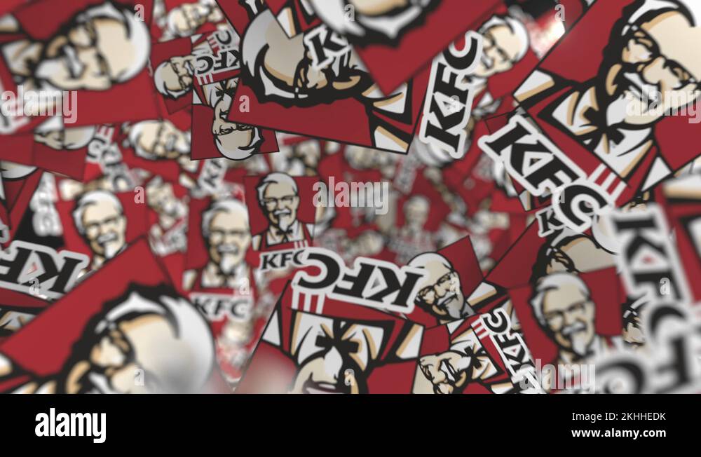 Many moving logos of KFC. Editorial loopable motion background Stock ...