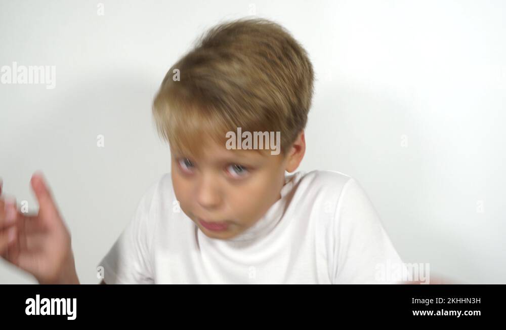 What and why gestures concept. Boy shoked and saying no and never Stock ...